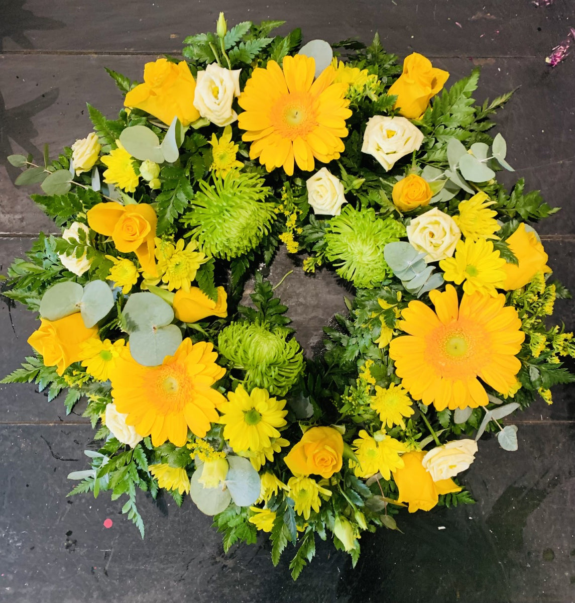 Yellow Natural Wreath – The Flower Pot liverpool