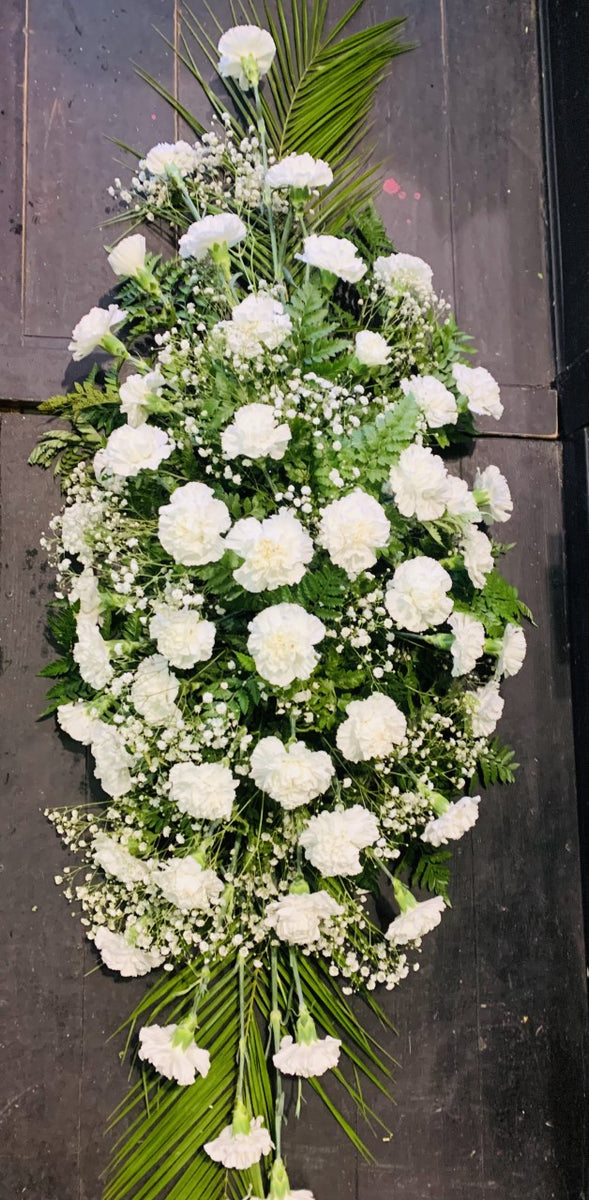 White Carnation 4 Foot Coffin Spray – The Flower Pot liverpool